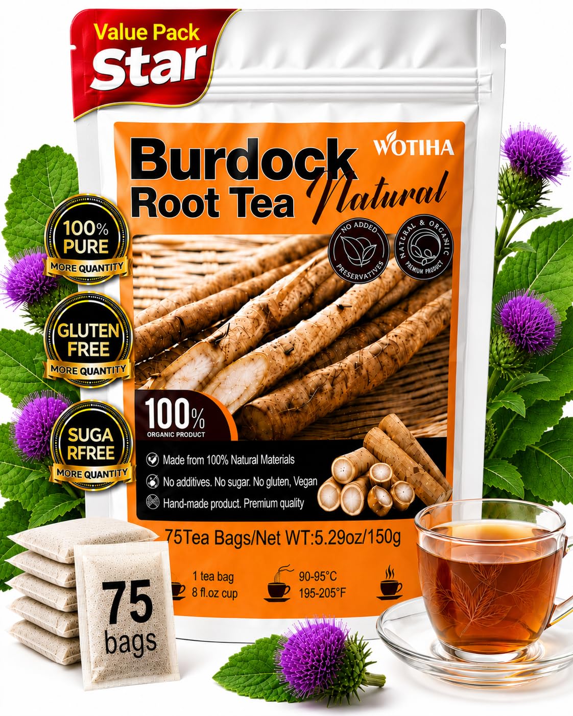 WOTIHA burdock root tea bags