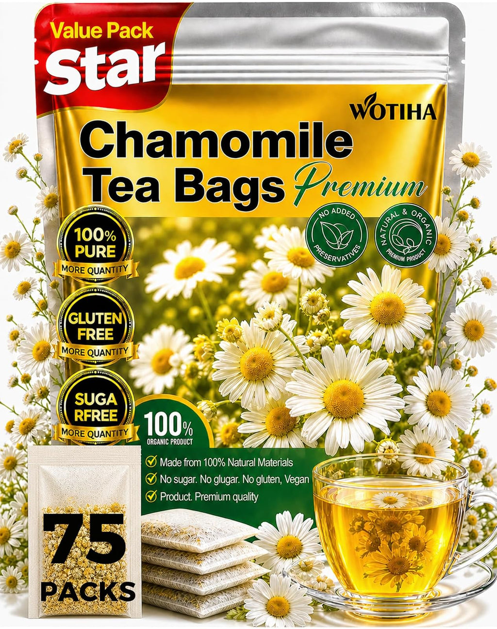 WOTIHA chamomile tea bags for relaxation