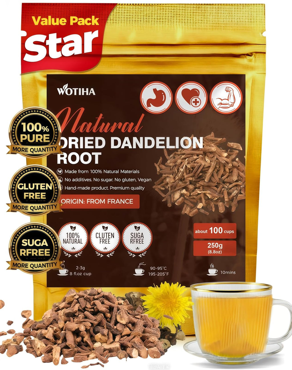 WOTIHA dandelion root herbal tea