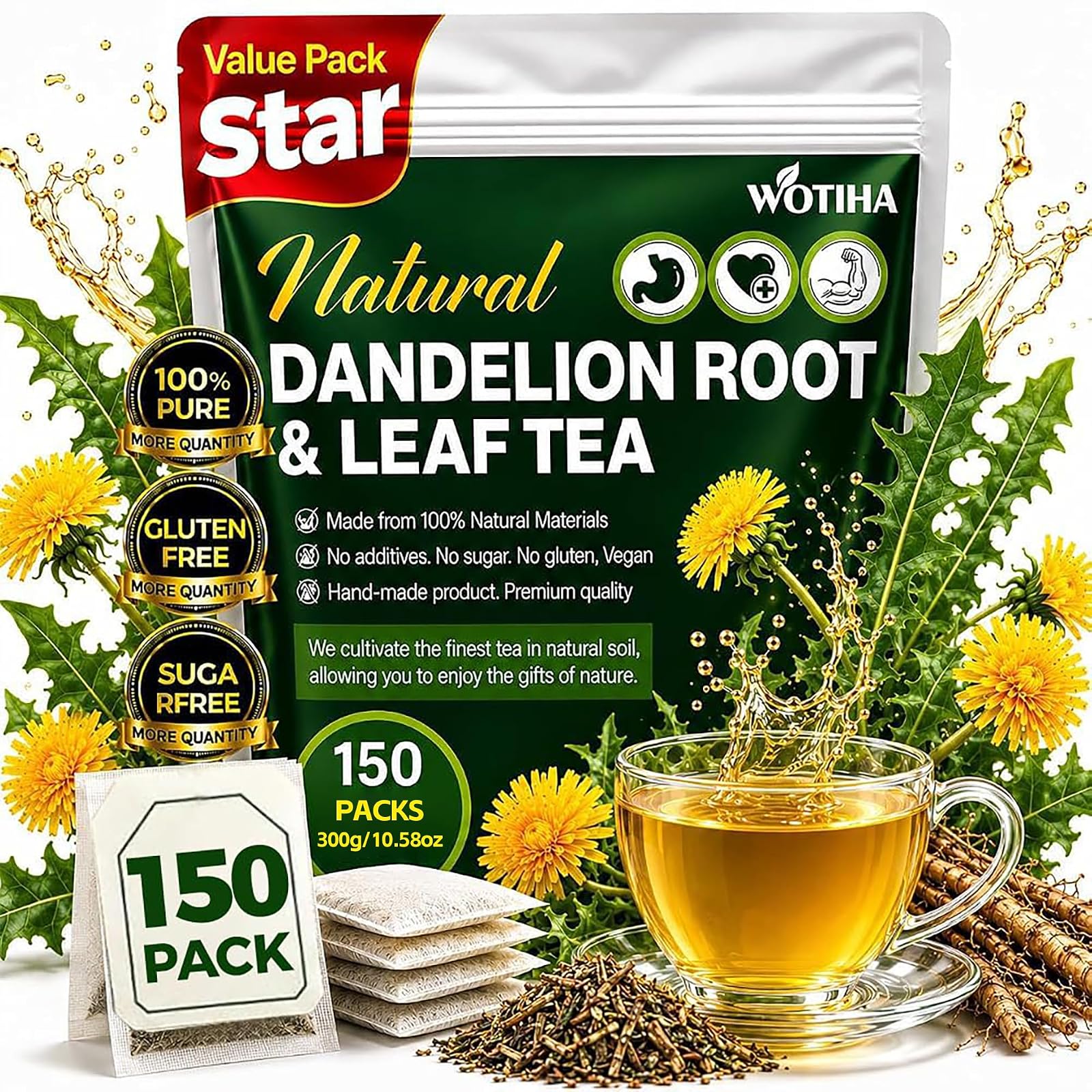WOTIHA dandelion root tea bags