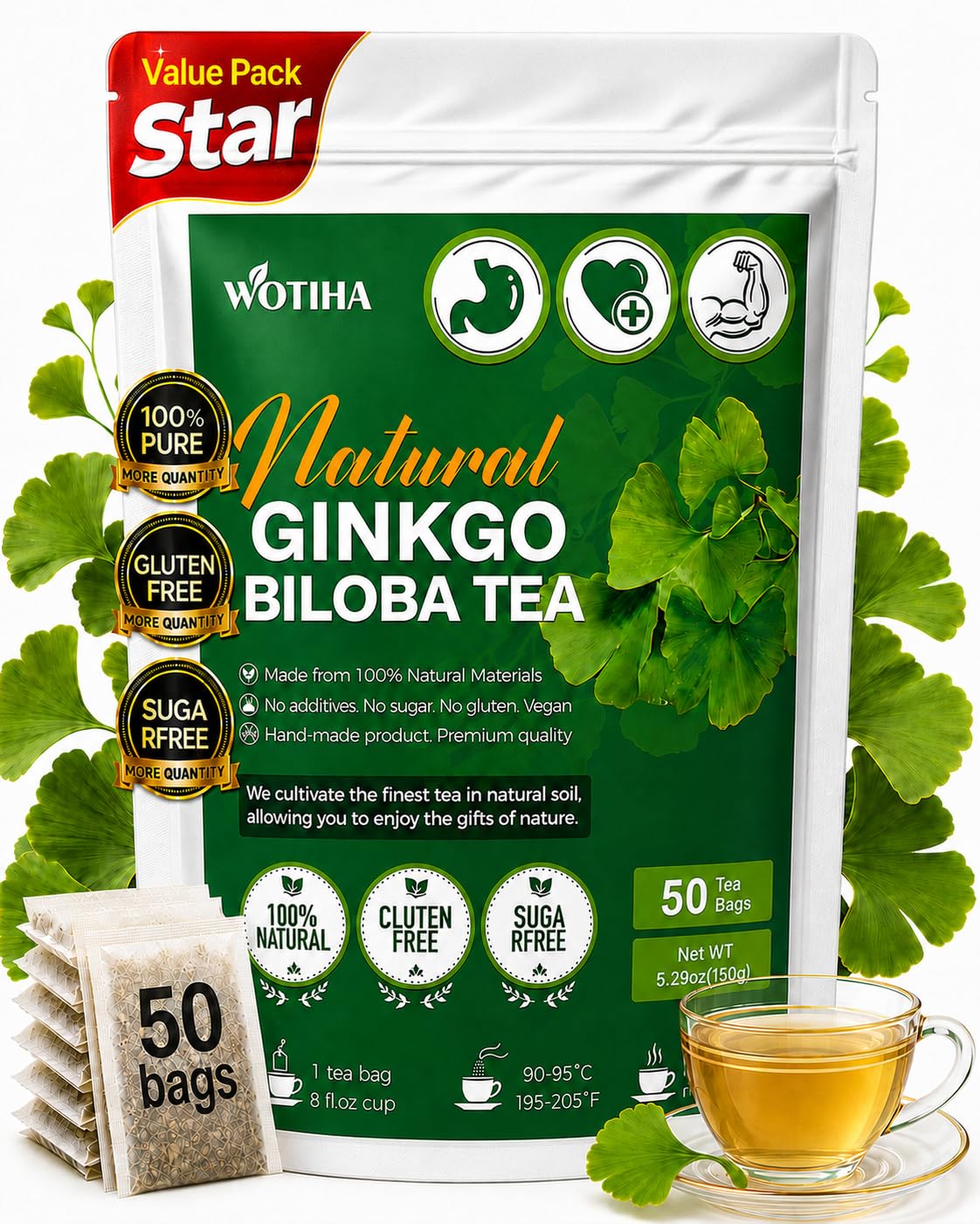 WOTIHA Ginkgo Biloba tea bags