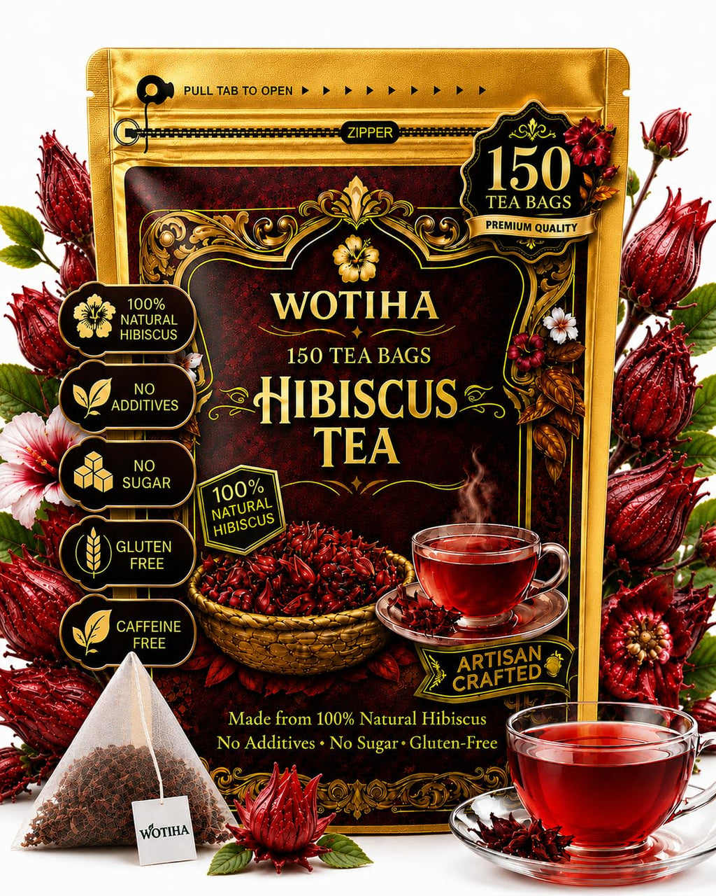 WOTIHA hibiscus tea bags 150 count