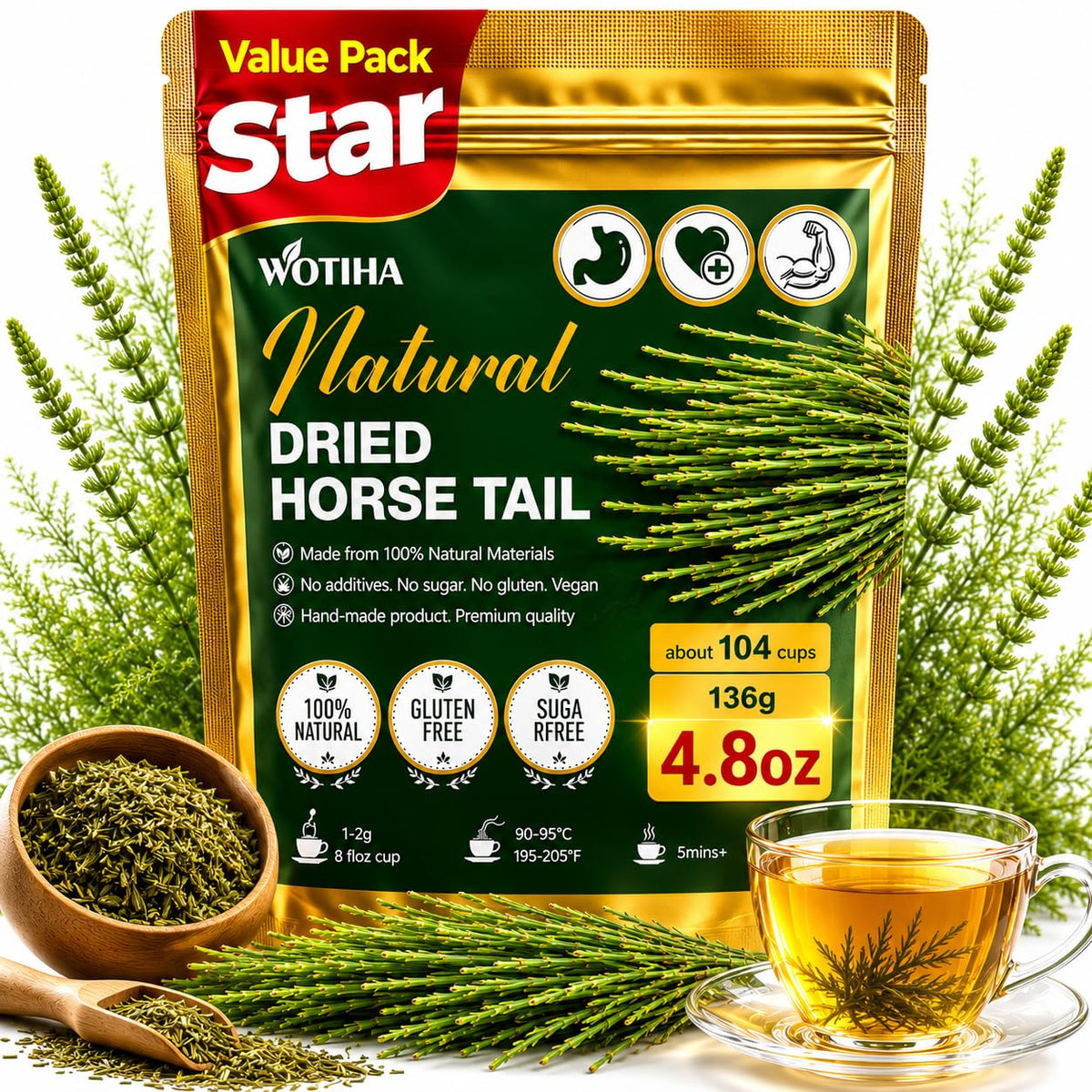 WOTIHA horsetail tea caffeine free