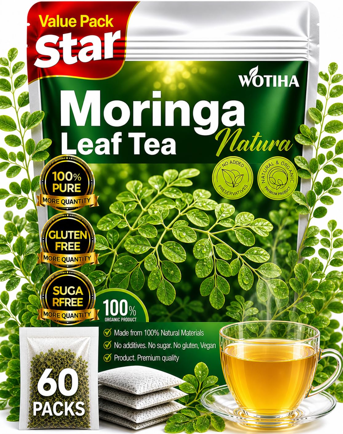 WOTIHA Moringa tea herbal bags