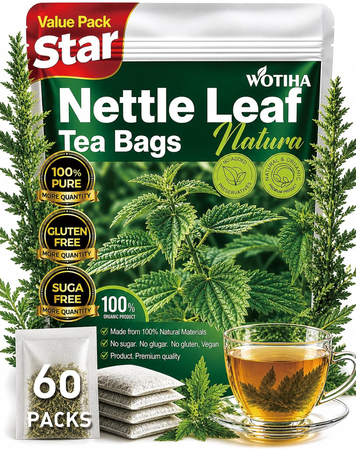 WOTIHA nettle leaf tea bags