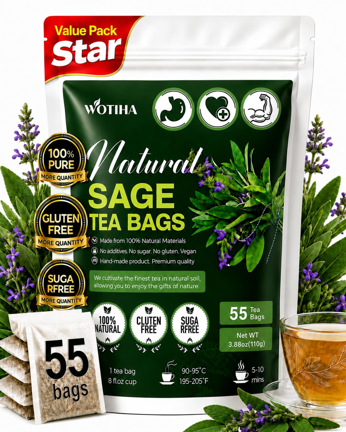WOTIHA sage leaf tea bags