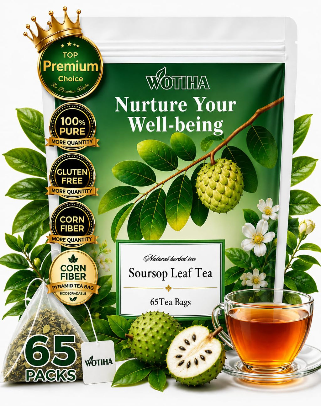 WOTIHA soursop tea bags 65 count