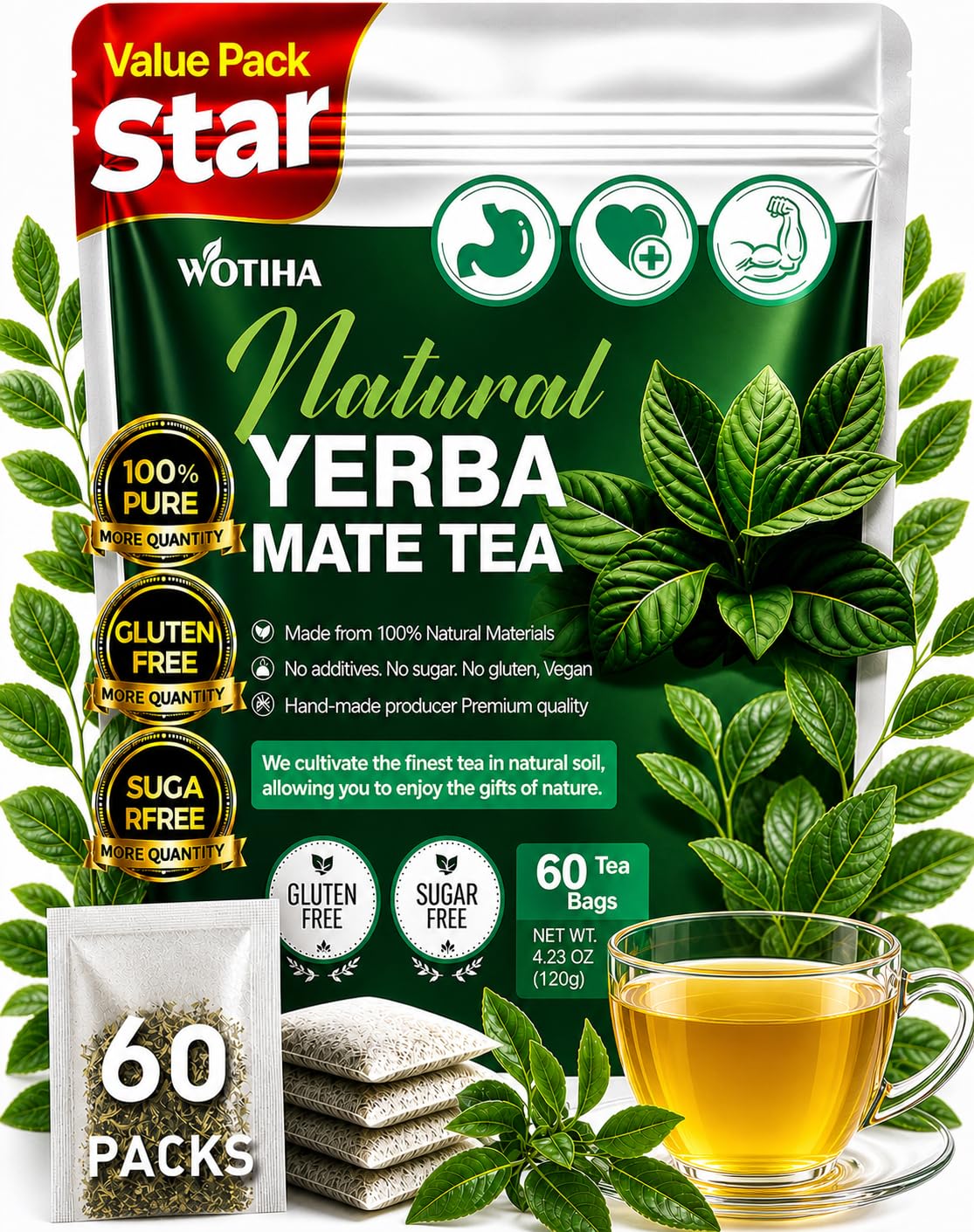 WOTIHA yerba mate tea bags