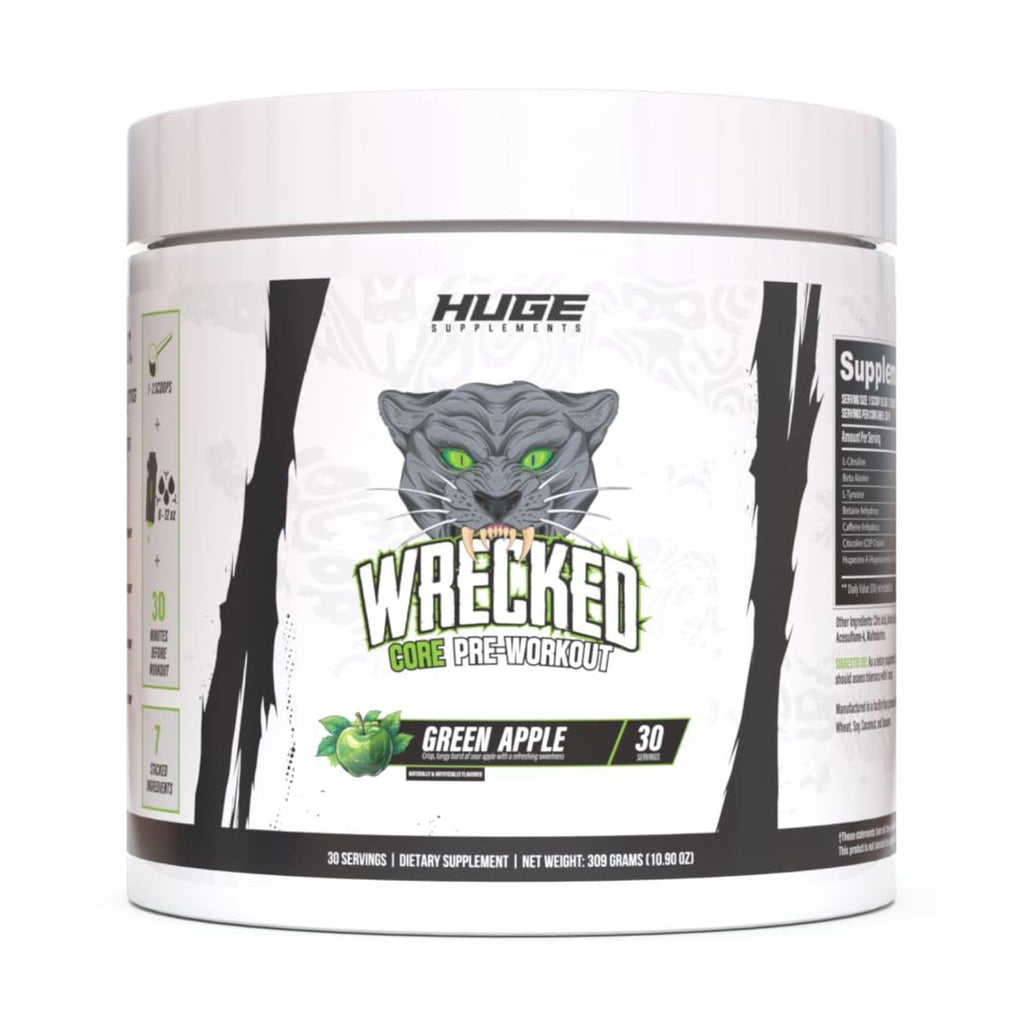 Wrecked Core pre-workout green apple flavour