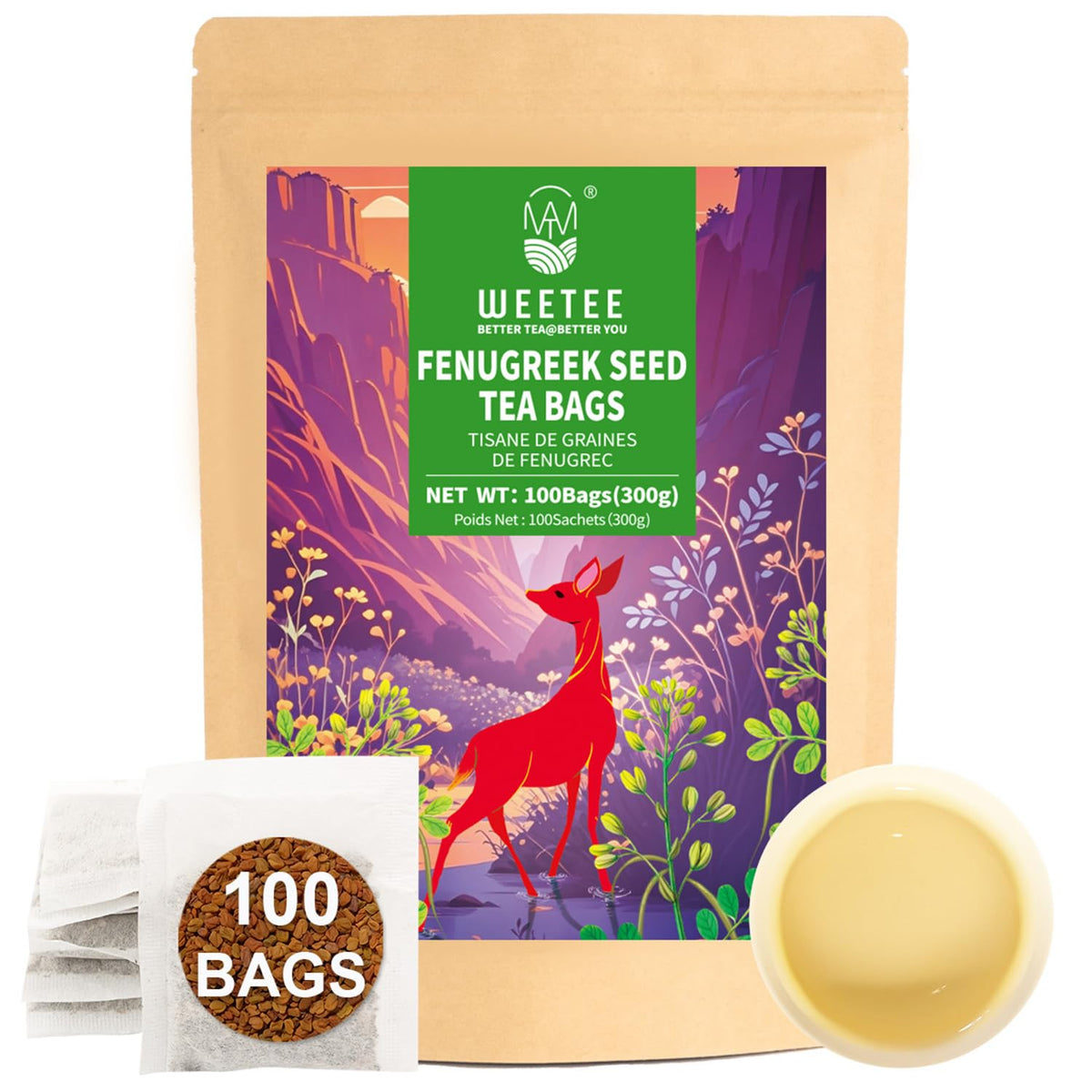 WT WEETEE fenugreek tea bags 100 count