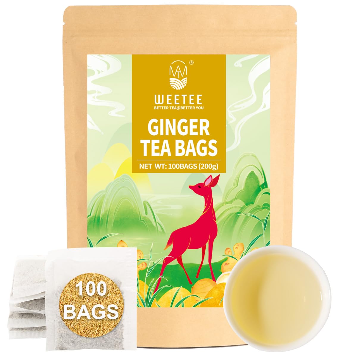 WT WEETEE ginger tea bags 100 count