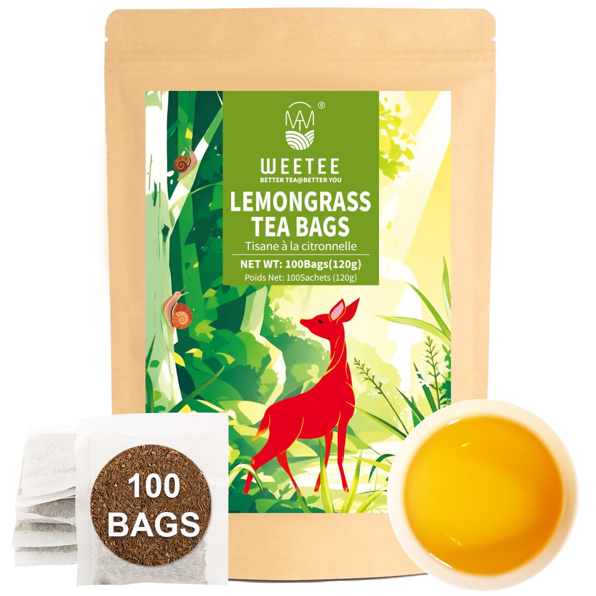 WT WEETEE lemongrass tea bags 100 count