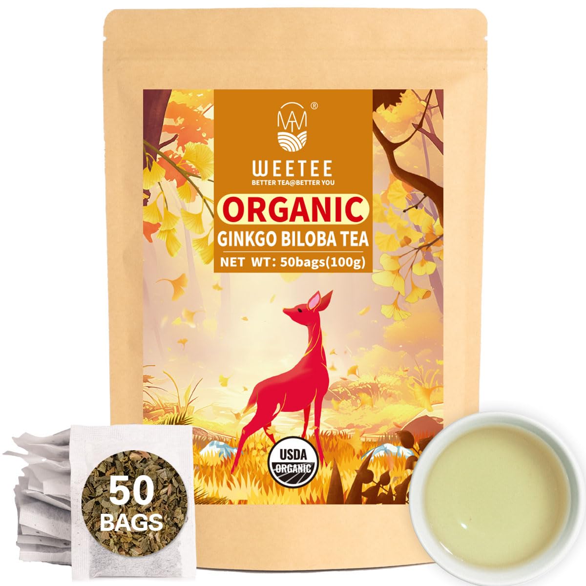WT WEETEE organic ginkgo biloba tea bags