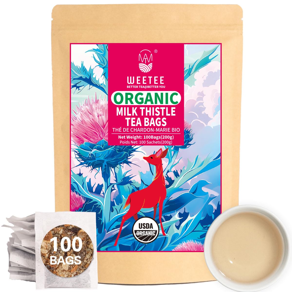 WT WEETEE organic milk thistle tea bags