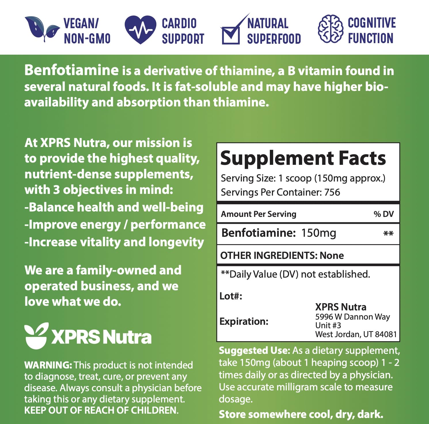 XPRS Nutra Benfotiamine for daily wellness