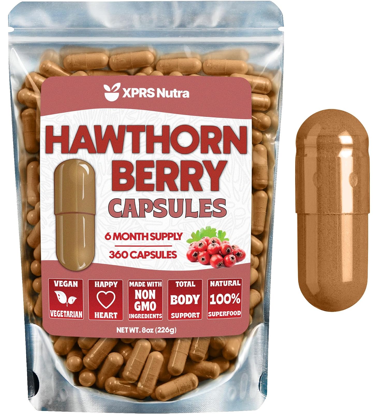 XPRS Nutra hawthorn berry capsules