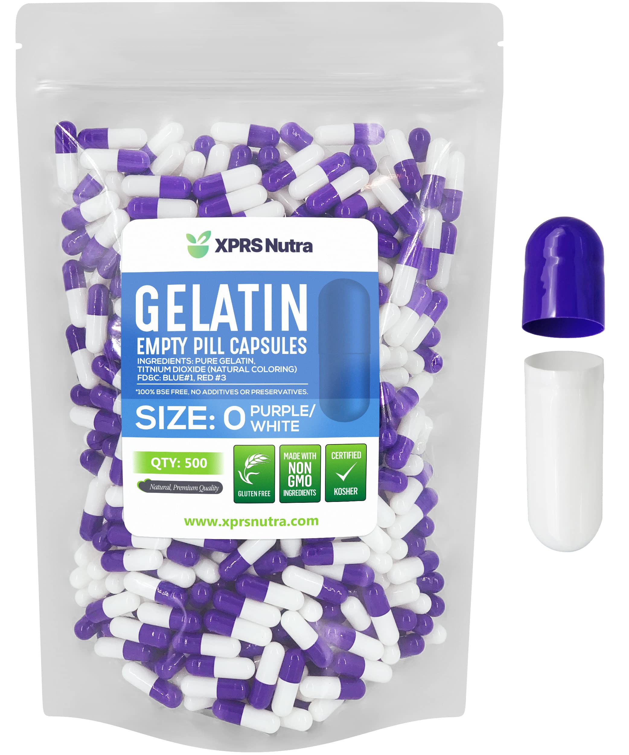 XPRS Nutra Size 0 gelatin capsules