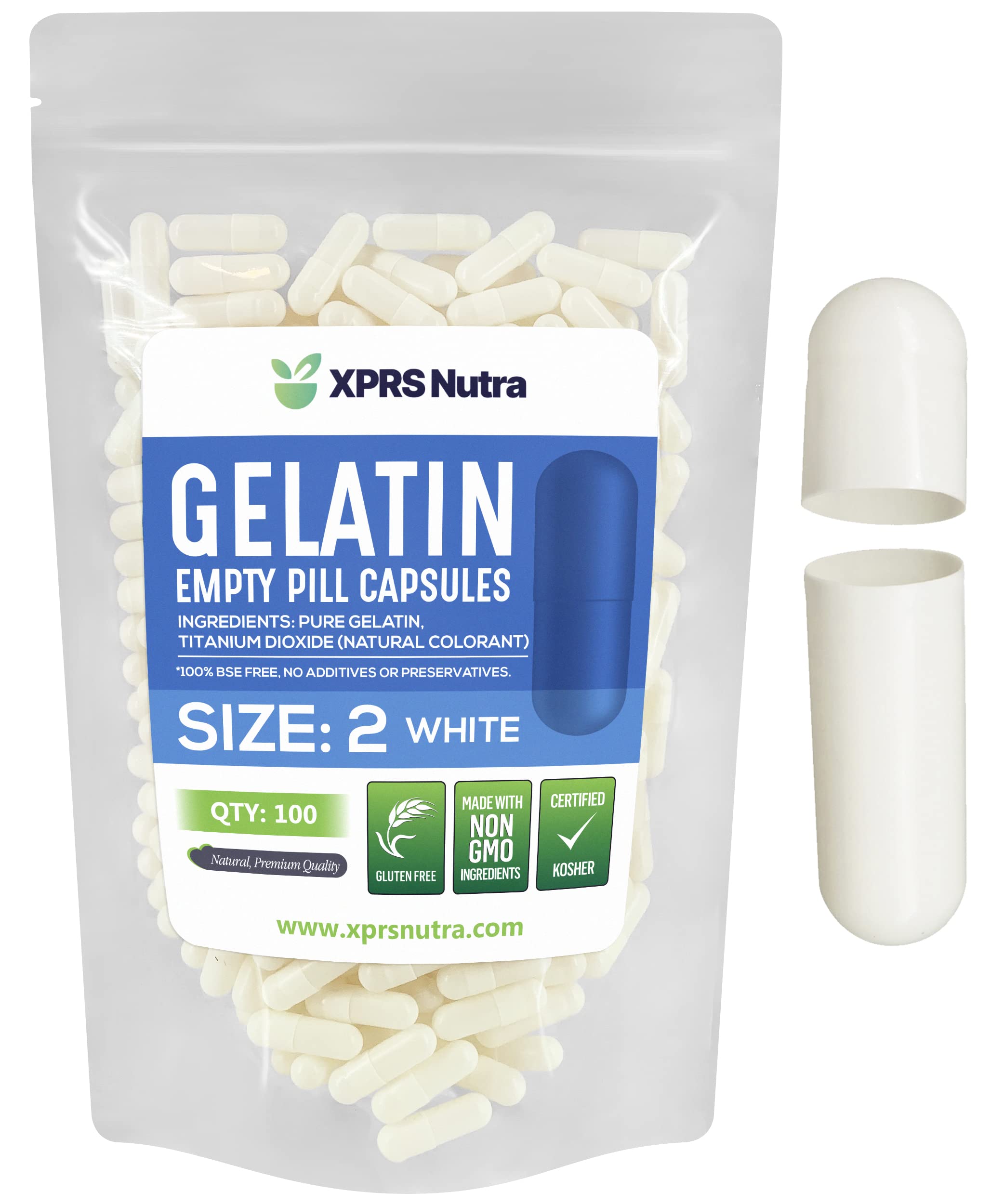 XPRS Nutra Size 2 gelatin capsules