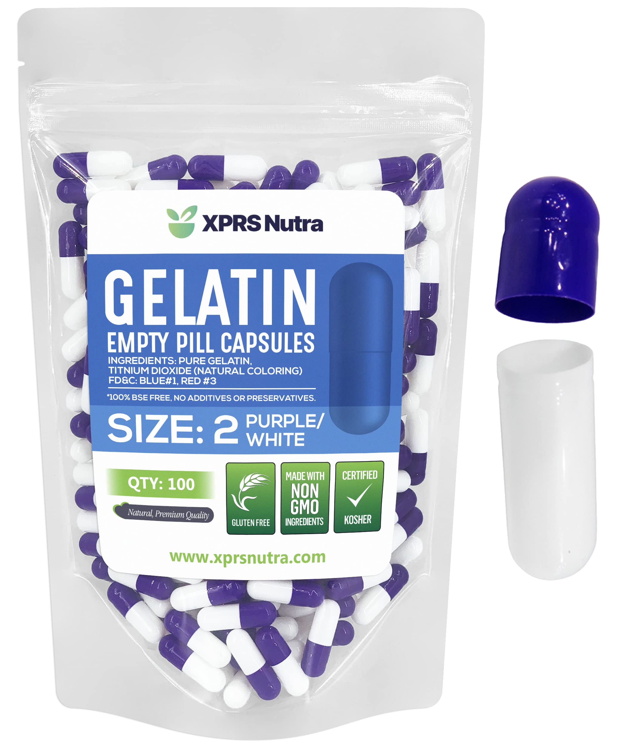 XPRS Nutra Size 2 gelatin capsules