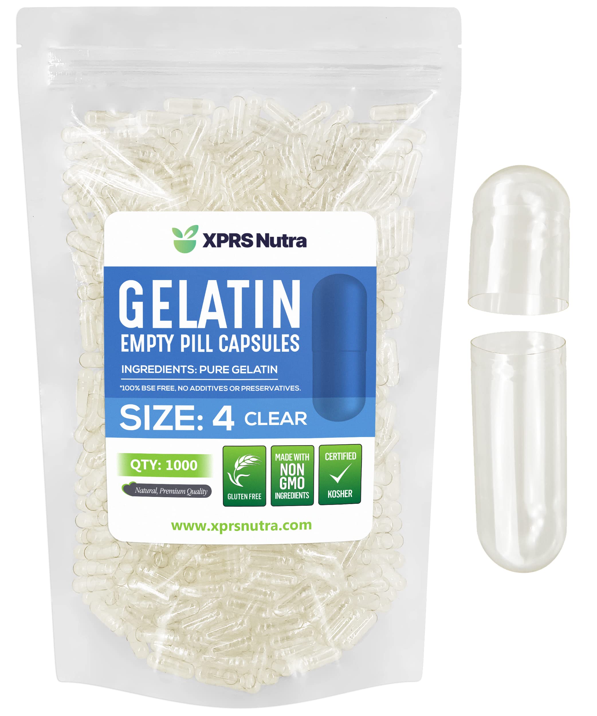 XPRS Nutra size 4 gelatin capsules