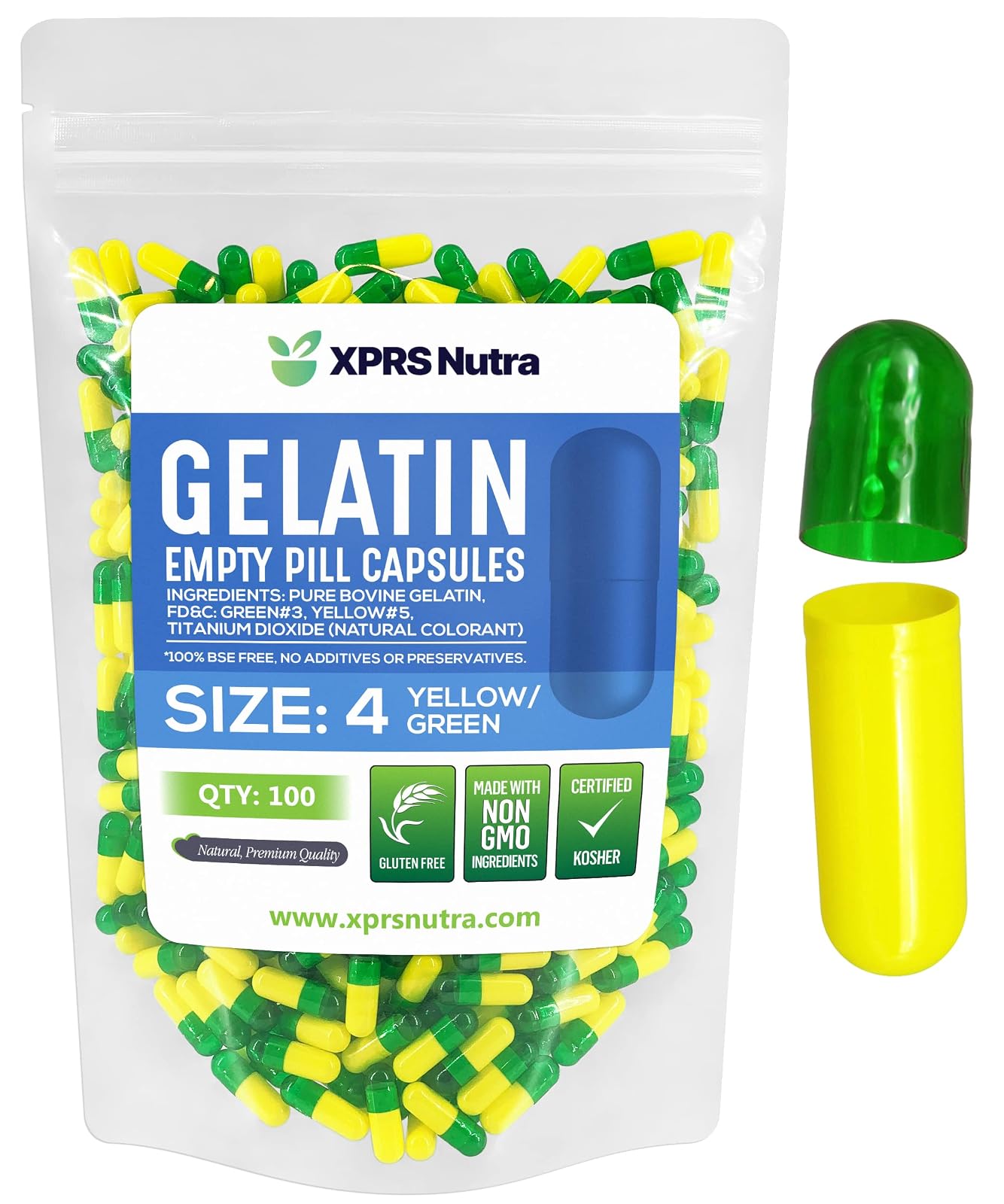 XPRS Nutra size 4 gelatin capsules