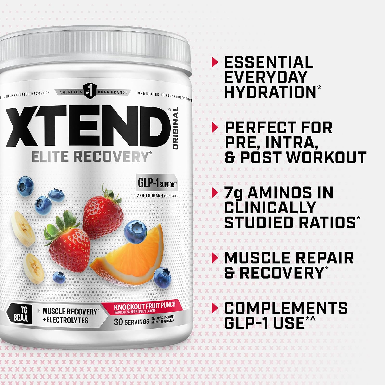 Xtend BCAA powder energizes workouts