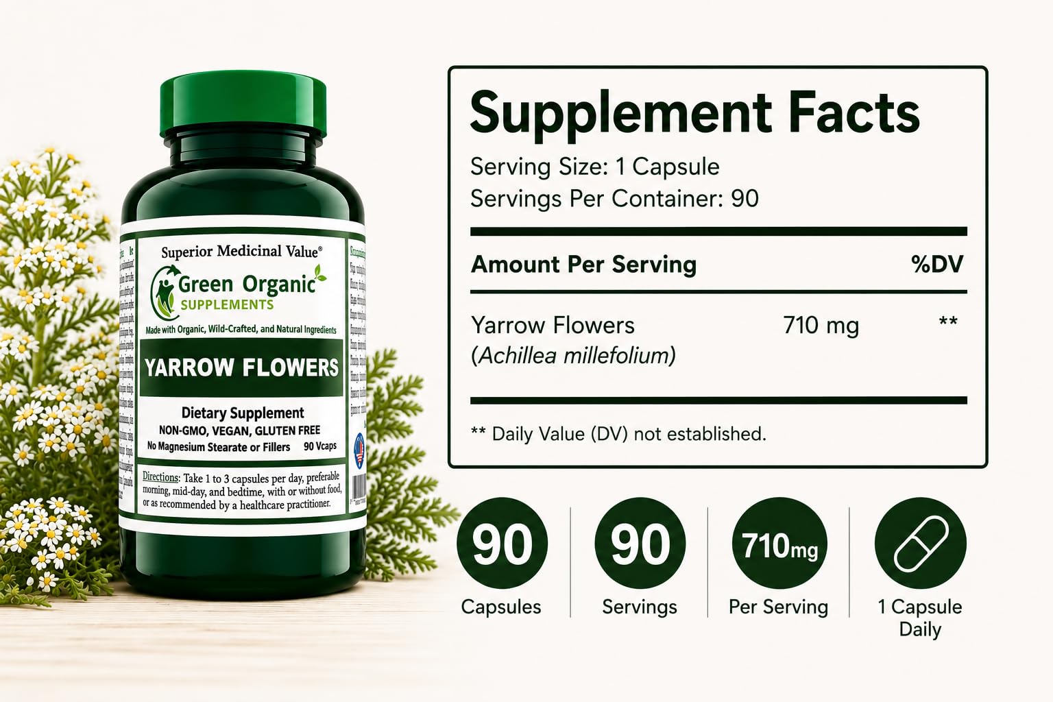 yarrow flower capsules for wellness