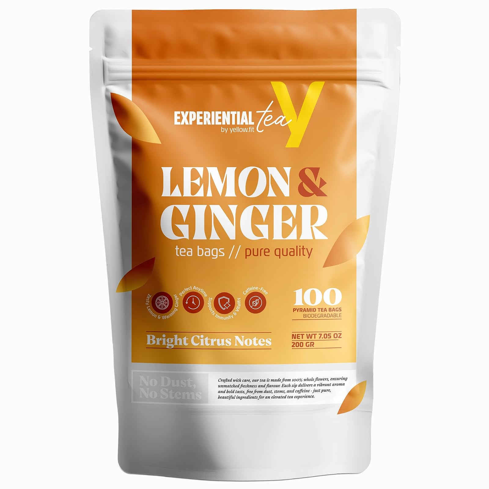 Yellow.fit ginger lemon herbal tea bags