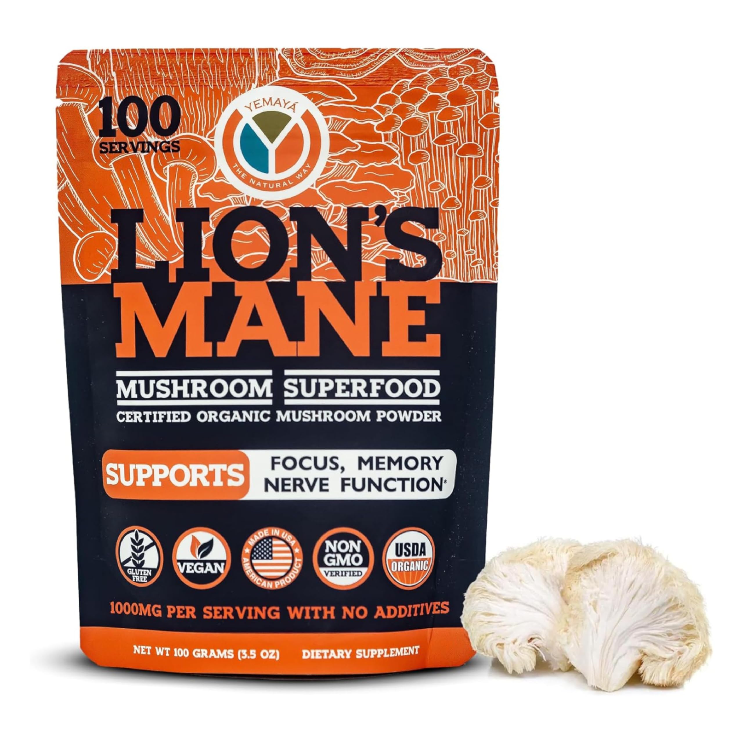Yemayá organic lion's mane mushrooms