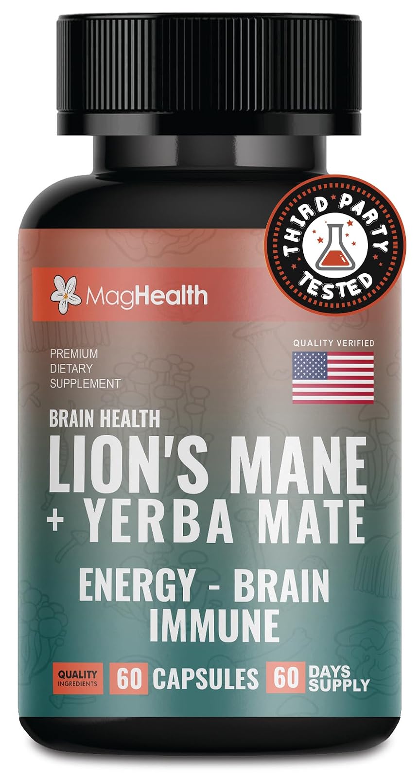 Yerba Mate Lion's Mane capsules for focus
