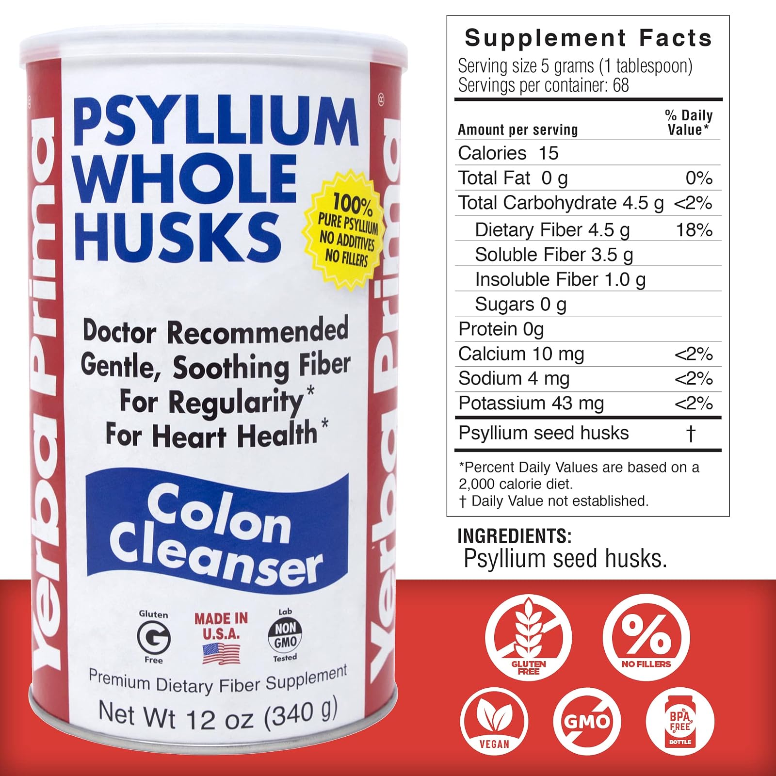 Yerba Prima 12 oz psyllium husk pack