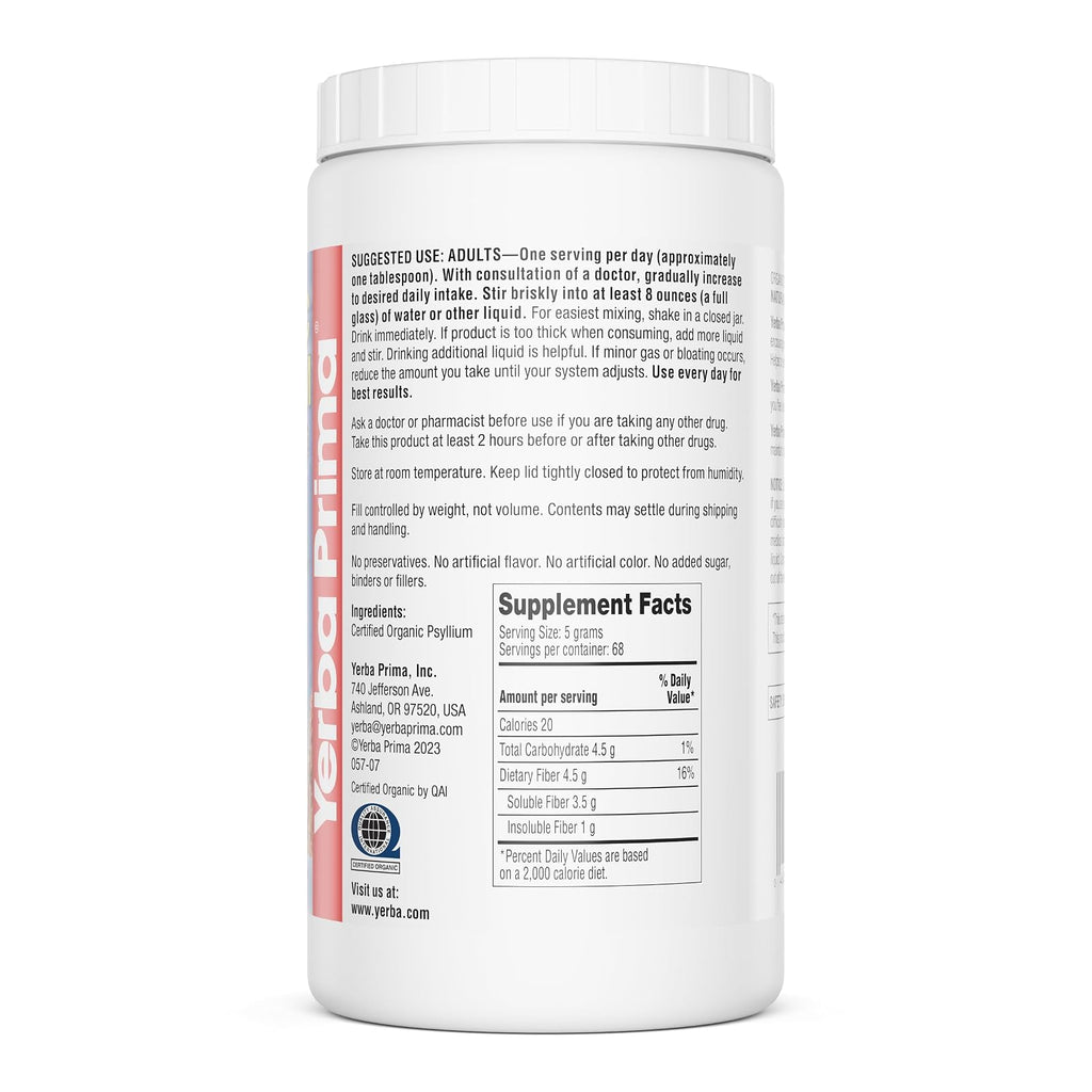 Yerba Prima psyllium for gluten-free diets