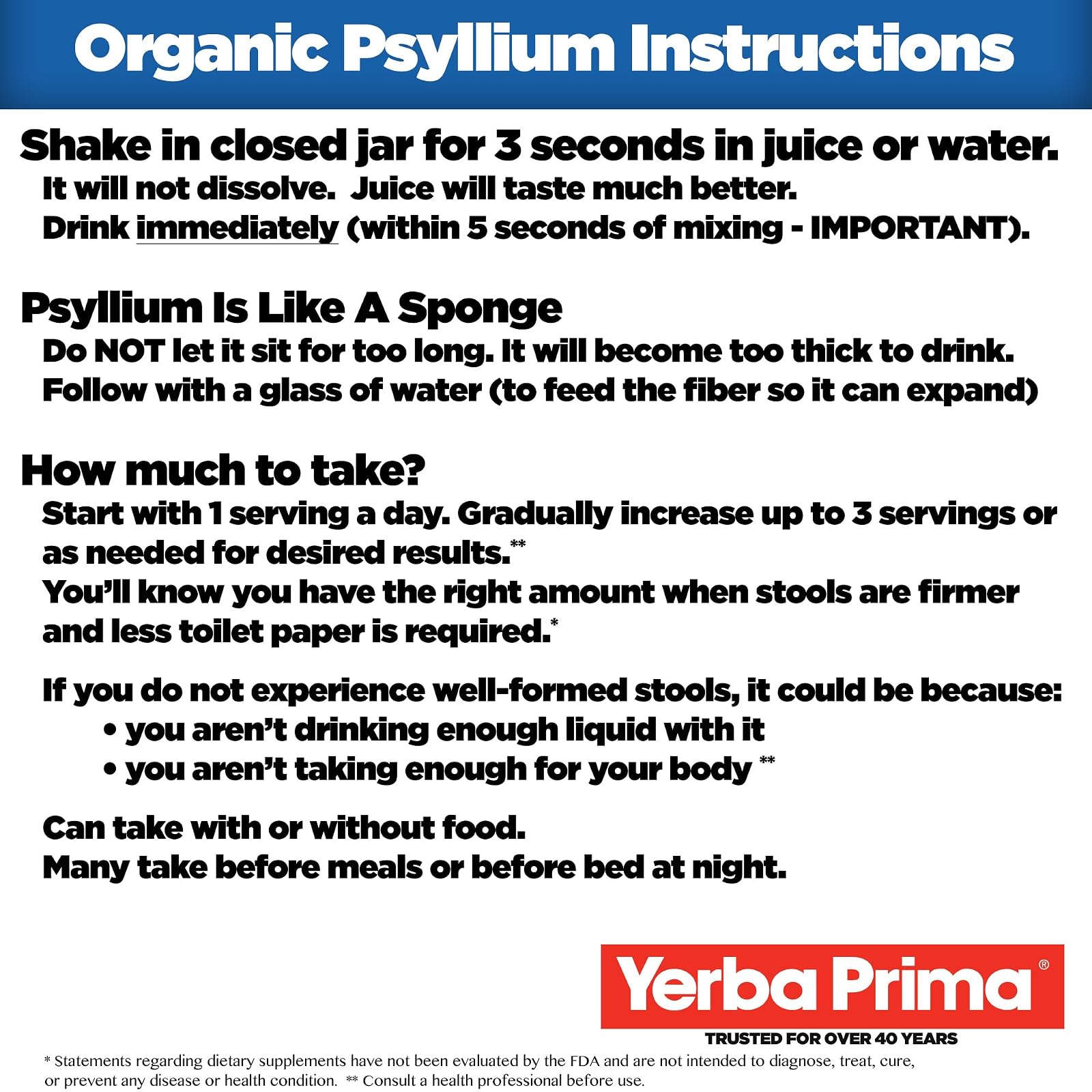Yerba Prima psyllium for healthy bowel movement
