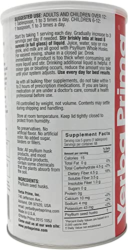 Yerba Prima psyllium for overall health