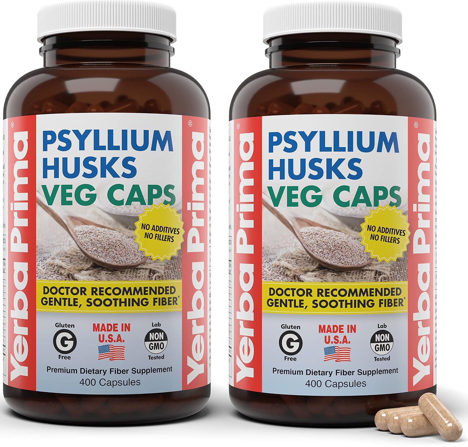 Yerba Prima psyllium husk capsules for digestion