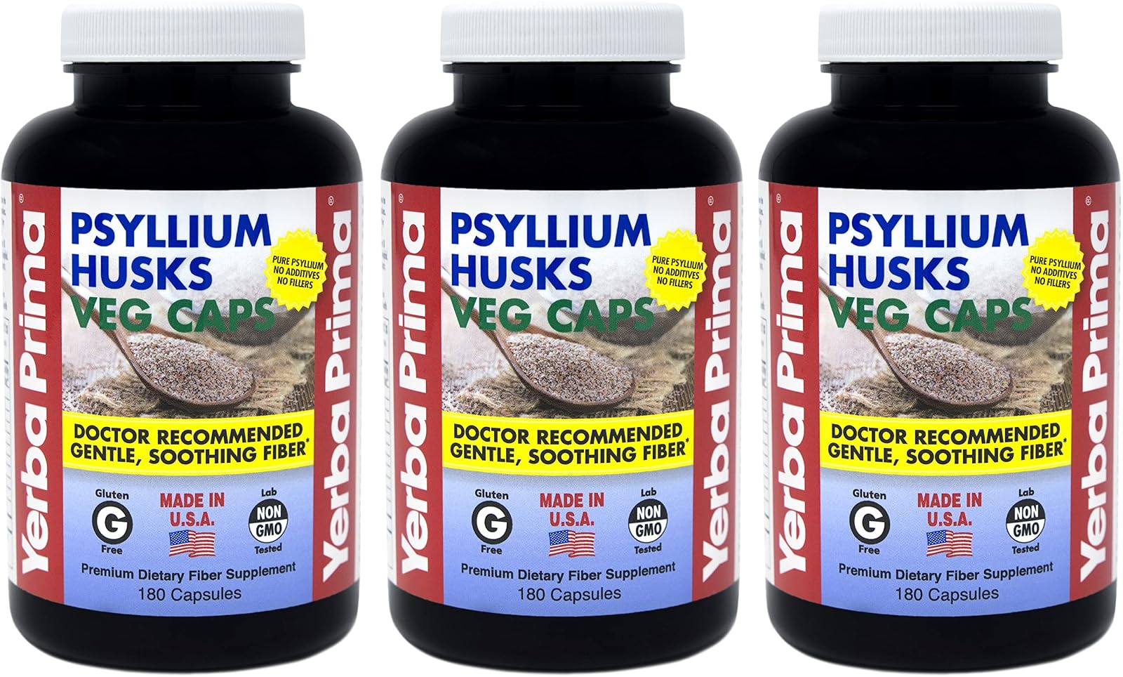 Yerba Prima psyllium husk capsules for digestion