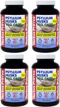 Yerba Prima Psyllium Husks Veg Caps - 180 Count (Pack of 4) - Vegan, Non-GMO, Gluten-Free Daily Fiber Supplement for Gut Health & Regularity - 1