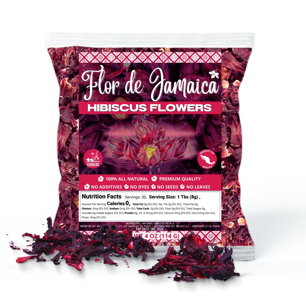 Yerbero dried hibiscus flowers for tea