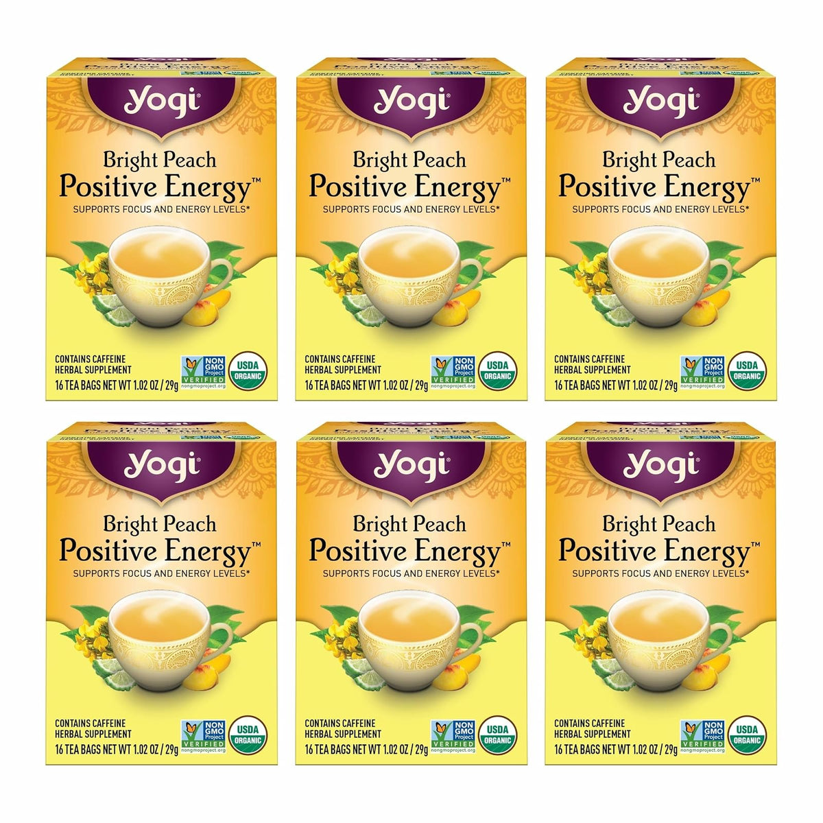 Yogi Bright Peach herbal tea bags