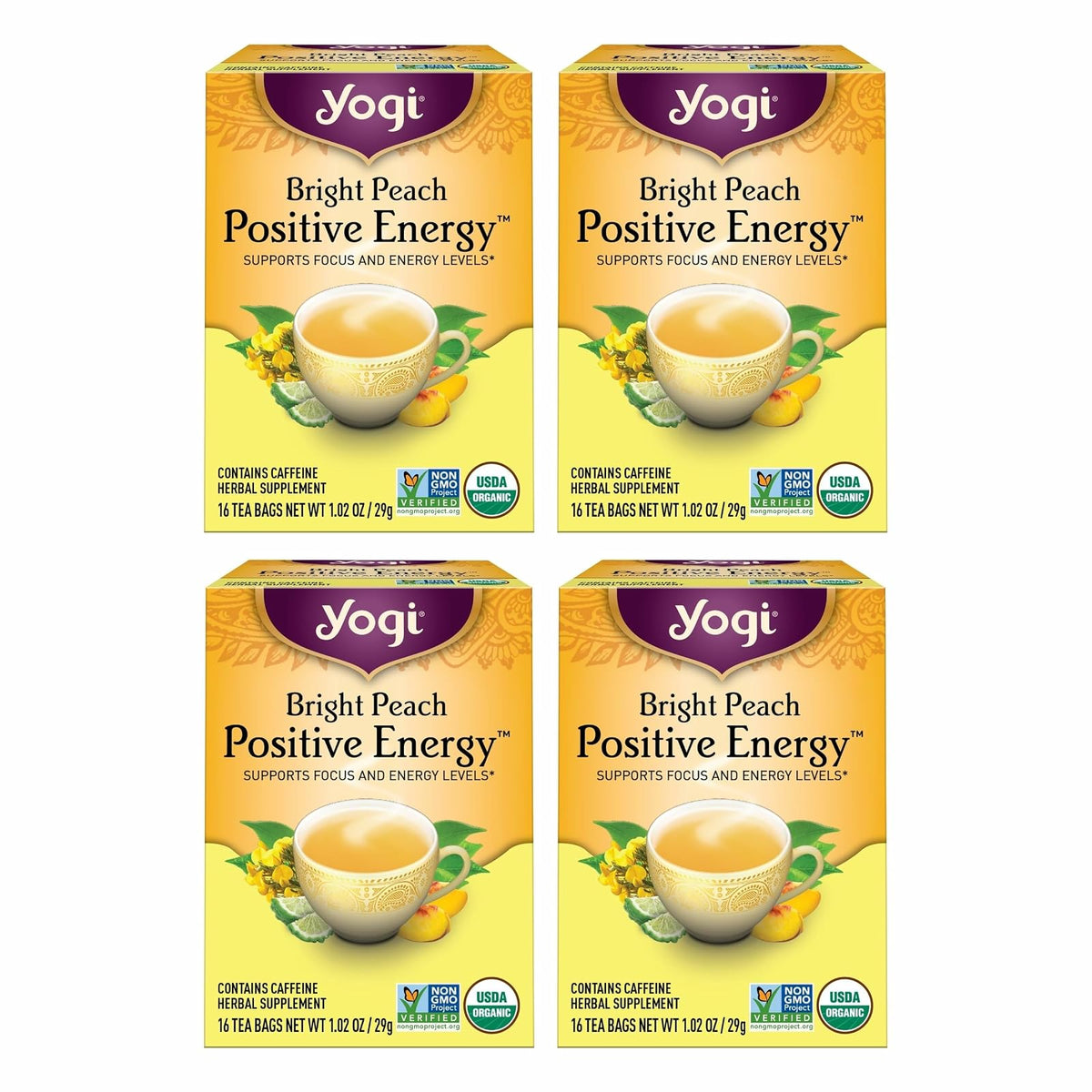 Yogi Bright Peach herbal tea bags