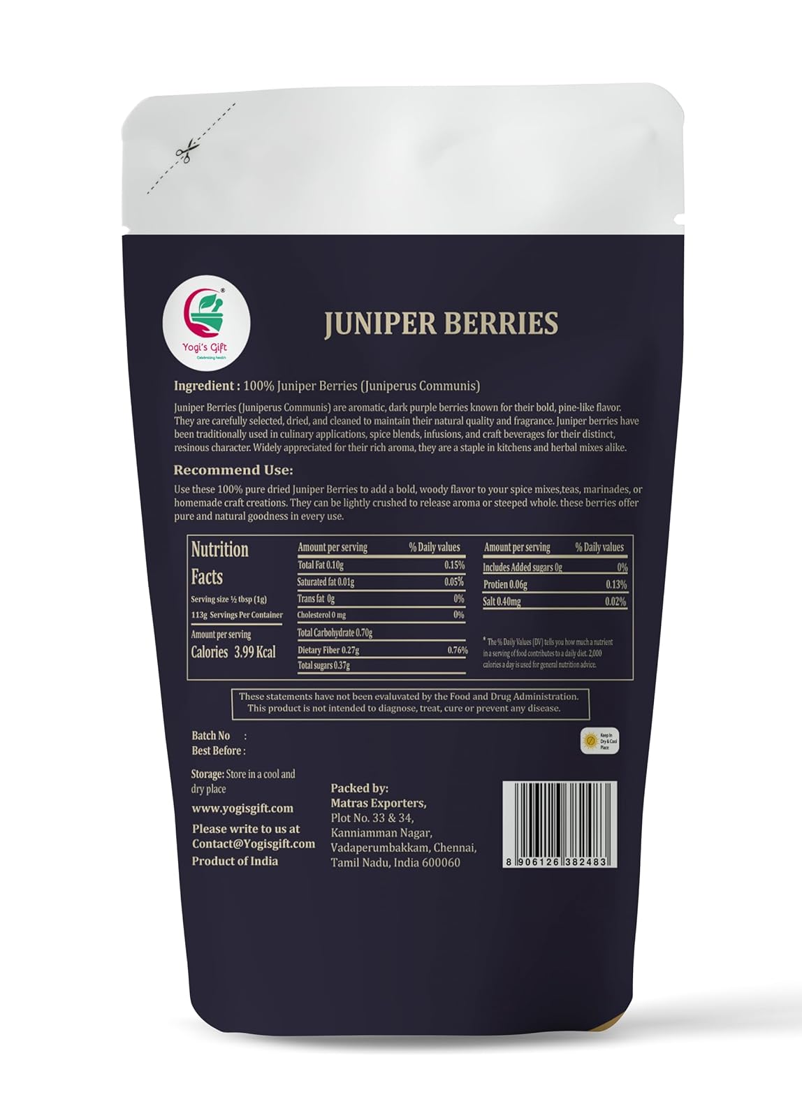 Yogi's Gift juniper berries 4 oz