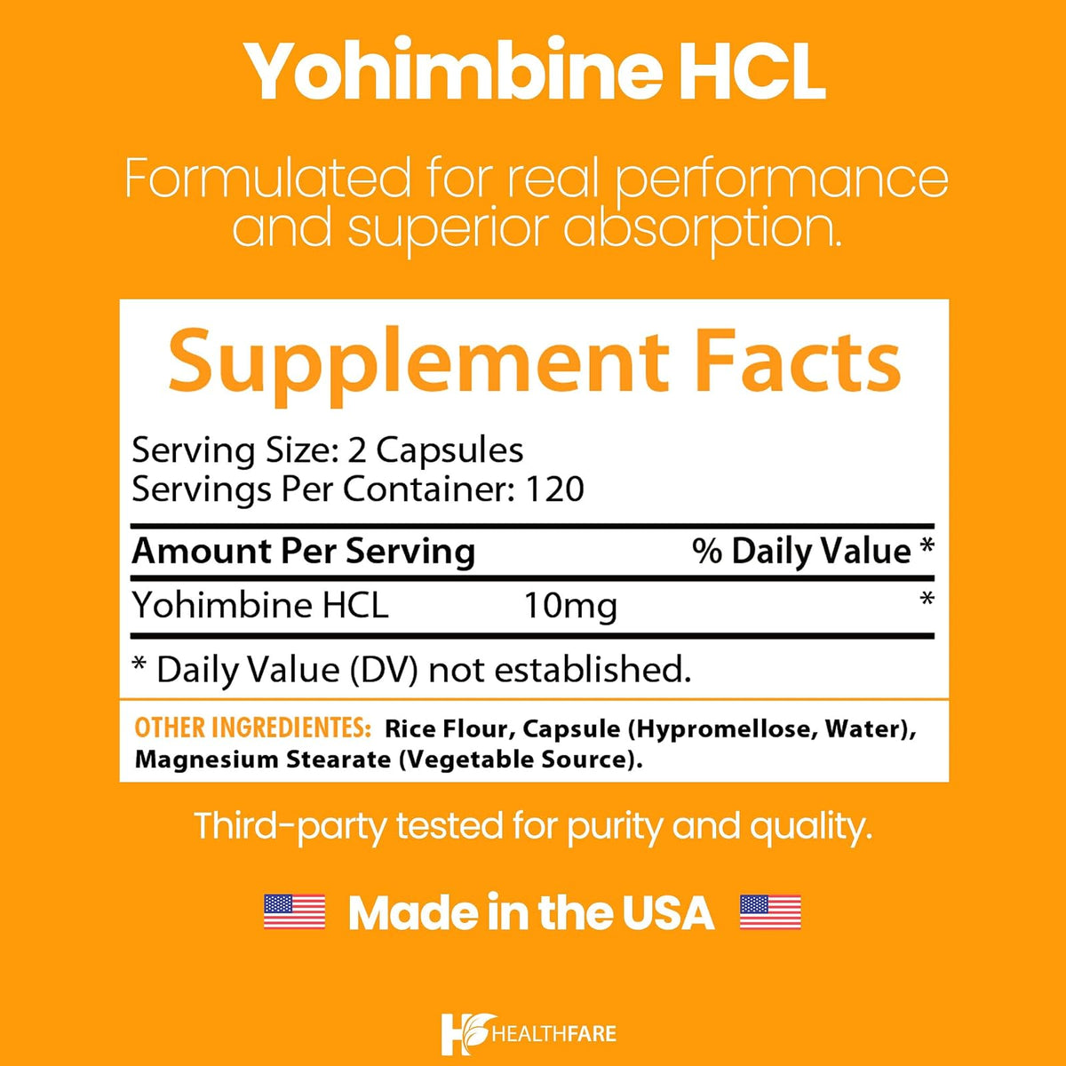Yohimbine HCL for enhanced performance