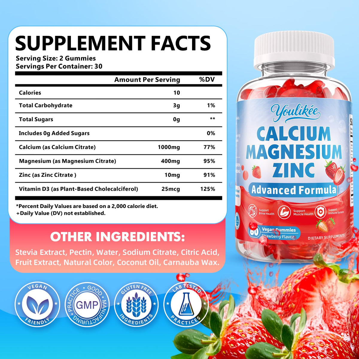 Youlikee calcium gummies for bones