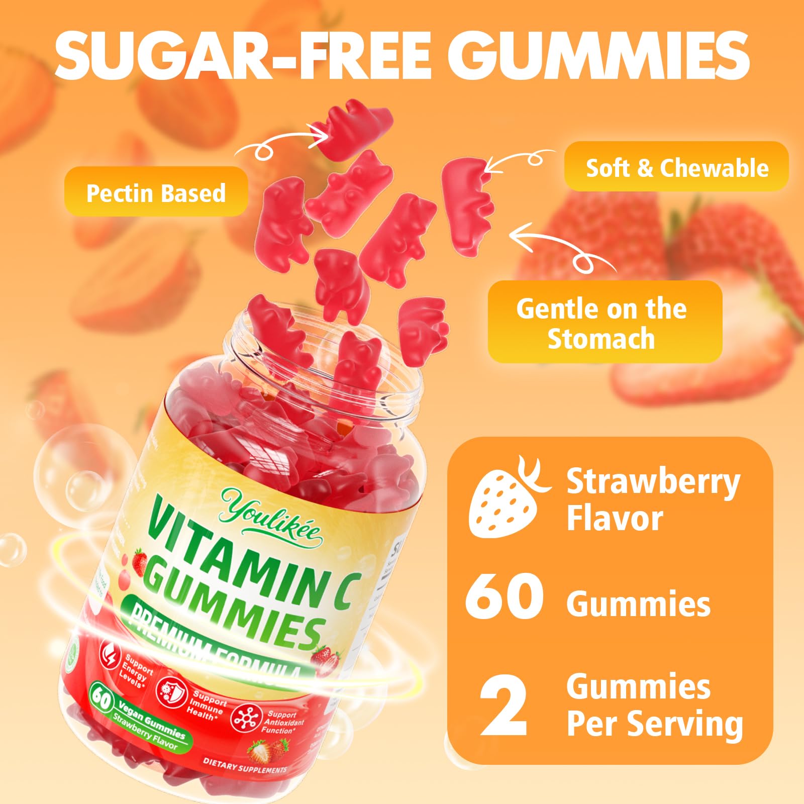 Youlikee Vitamin C gummies for glowing skin