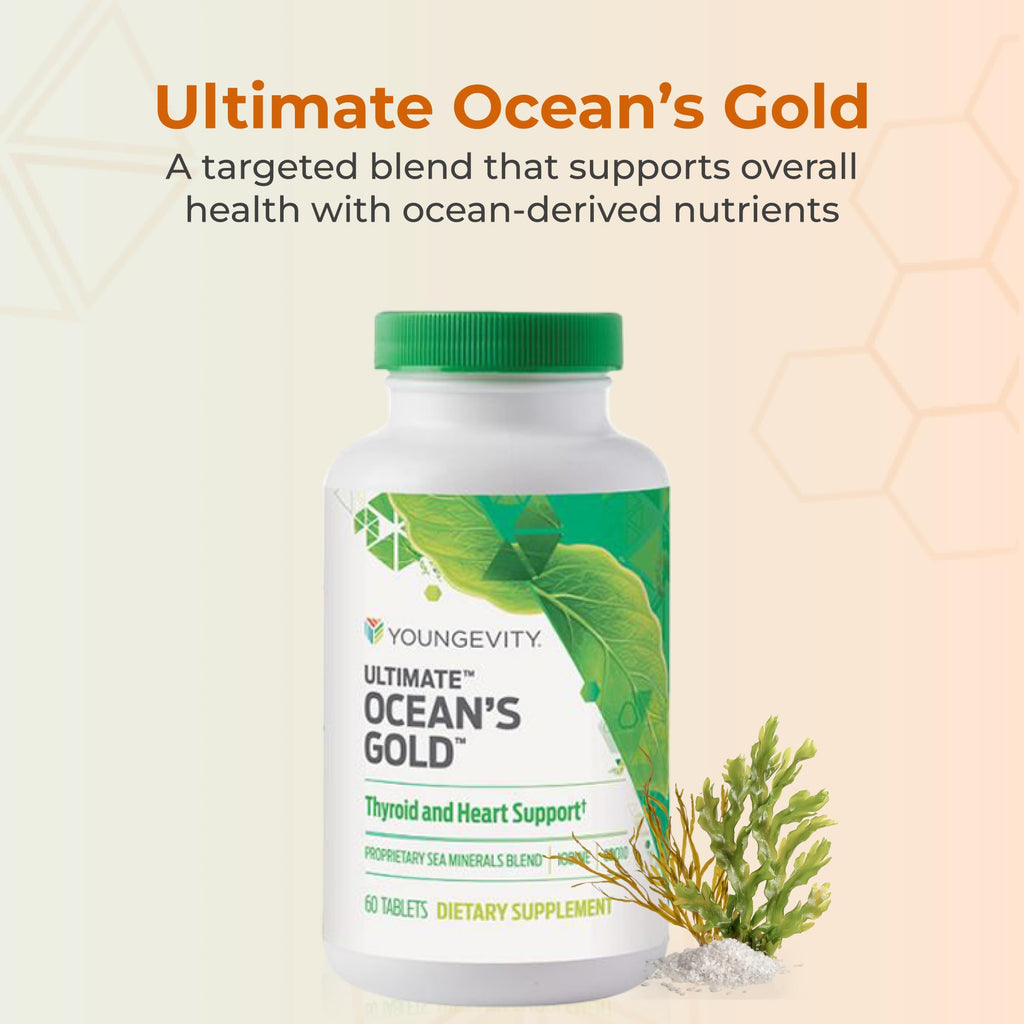 Youngevity Ultimate Ocean's Gold – Supports Thyroid Health, Heart Function & Hormone Balance with Ocean-Derived Nutrients - 60 Tablets - 3