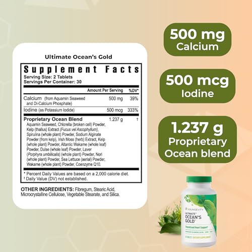 Youngevity Ultimate Ocean's Gold – Supports Thyroid Health, Heart Function & Hormone Balance with Ocean-Derived Nutrients - 60 Tablets - 6