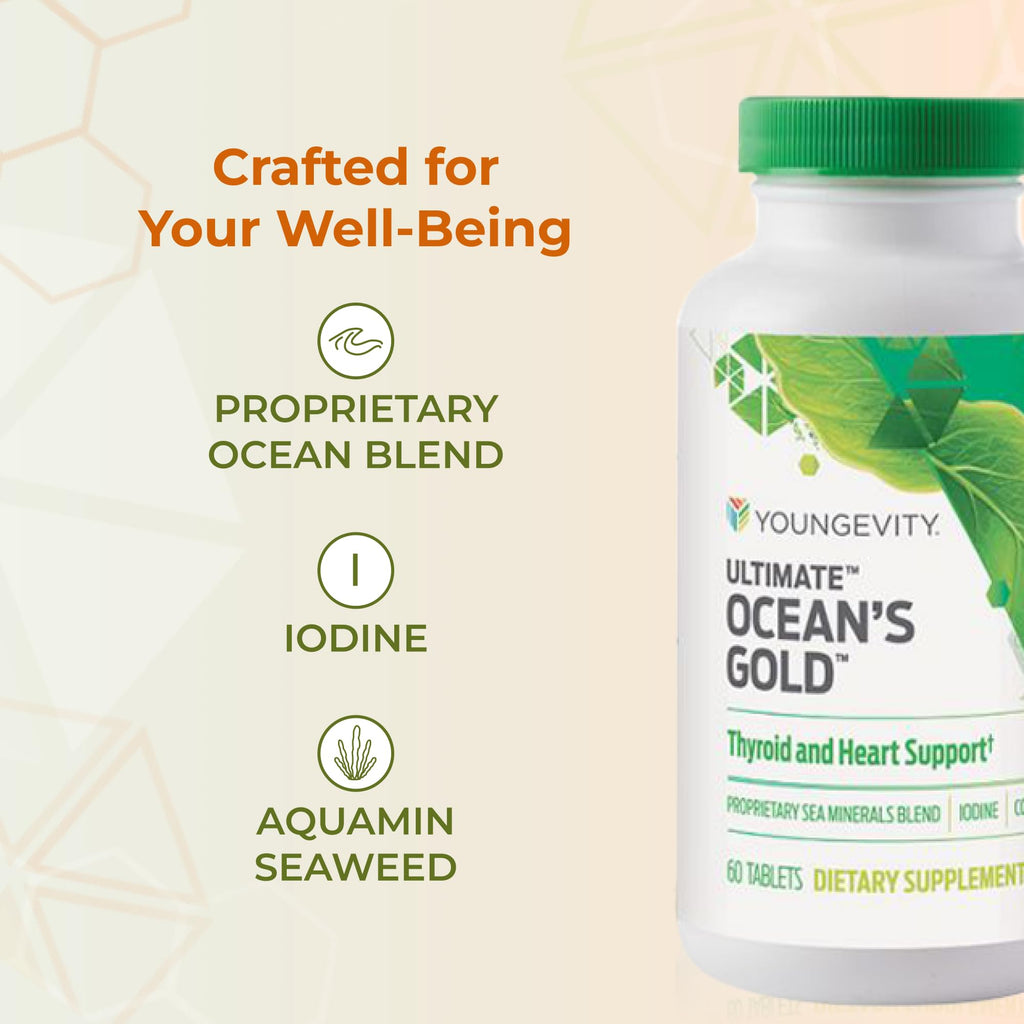 Youngevity Ultimate Ocean's Gold – Supports Thyroid Health, Heart Function & Hormone Balance with Ocean-Derived Nutrients - 60 Tablets - 9