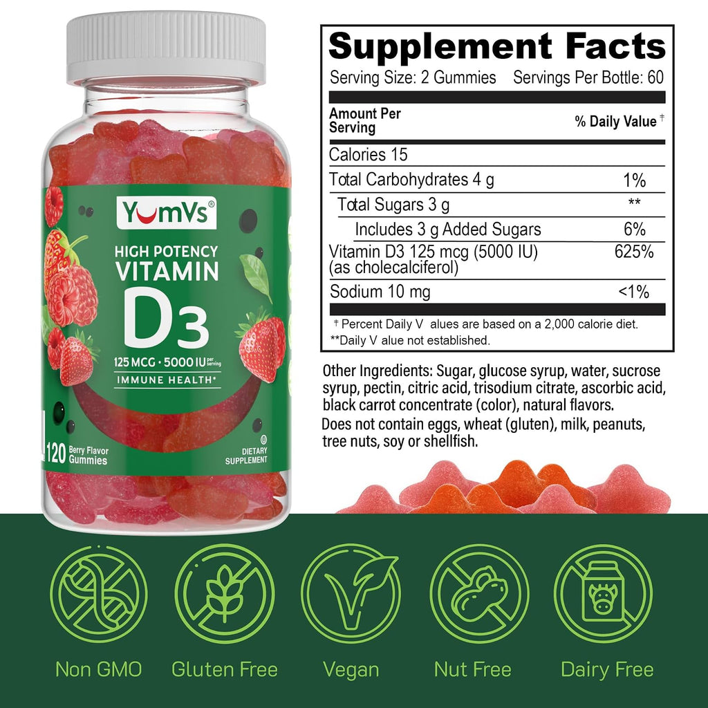 YUM-V's 120 count Vitamin D3 gummies