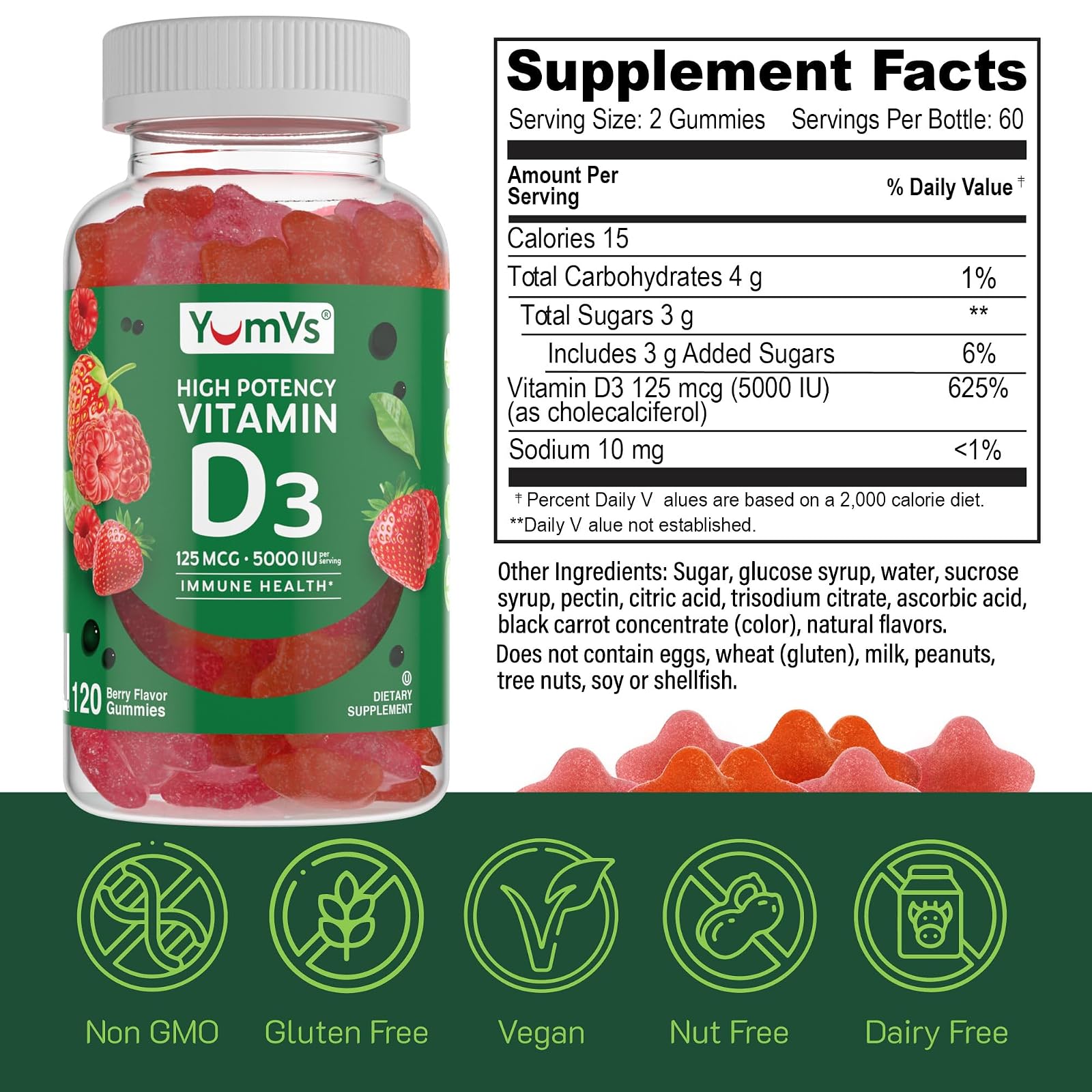 YUM-V's 120 count Vitamin D3 gummies
