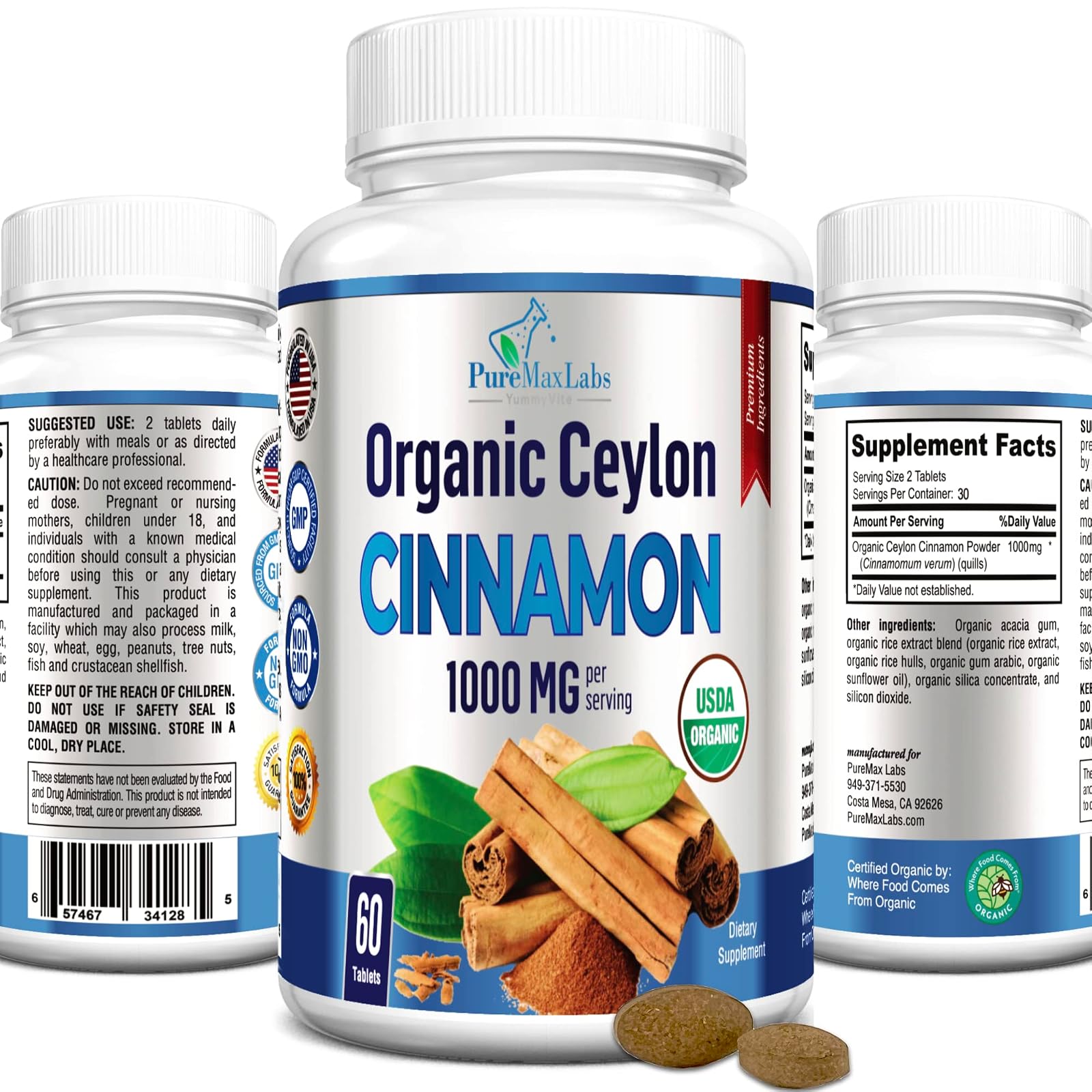 YUMMYVITE organic ceylon cinnamon tablets